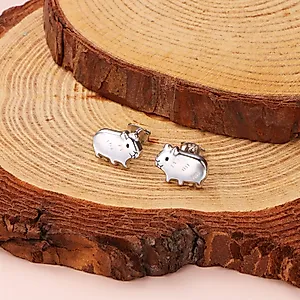 Yearace 925 Sterling Silver Cute Animal Hamster Pet Gerbil Guinea Pig Stud Earrings for Women Daughter Birthday