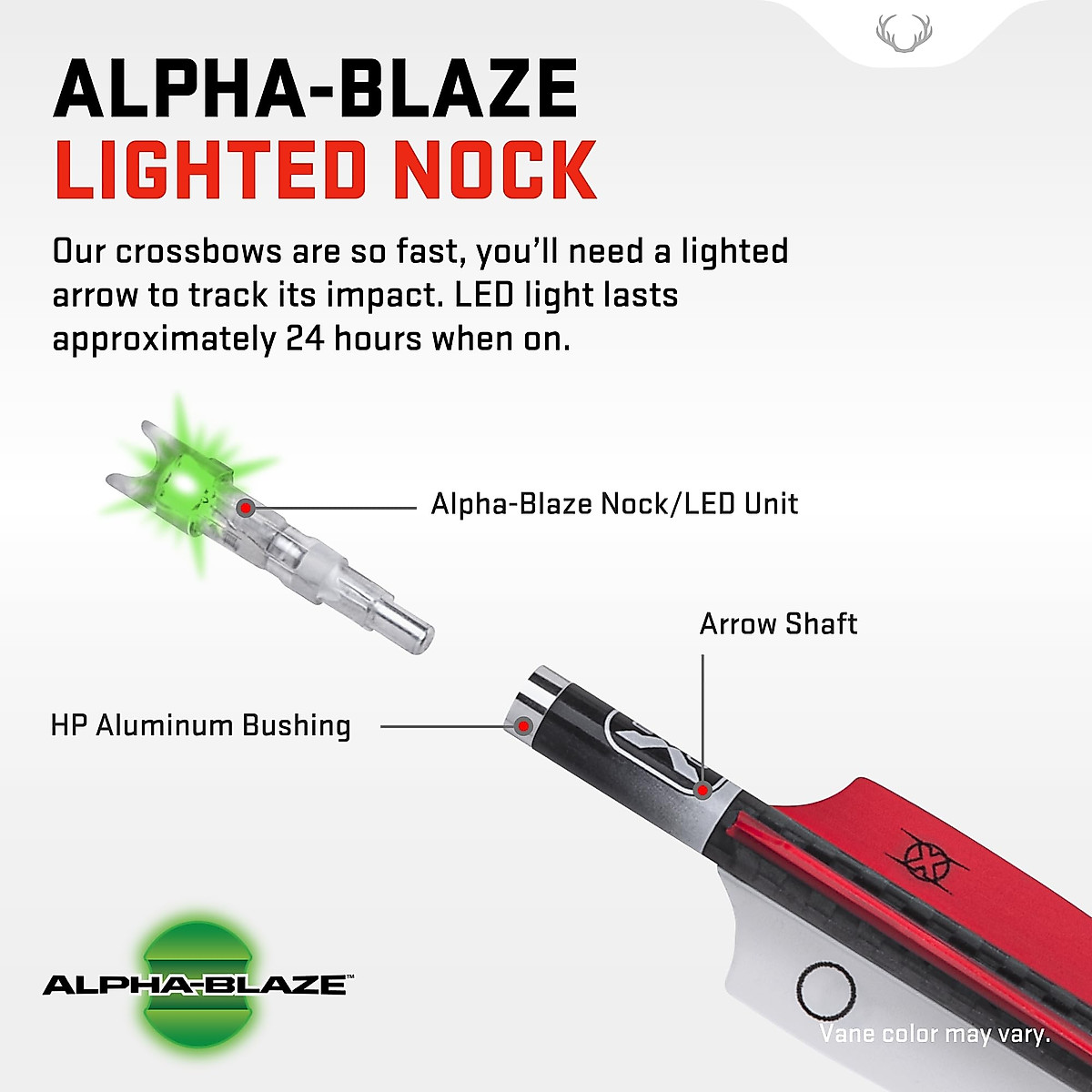 TenPoint EVO-X Lighted CenterPunch - 20" Carbon Crossbow Arrows, Pack of 3 - with Alpha-Blaze System, Alpha-Nock HP & HP Aluminum Bushing