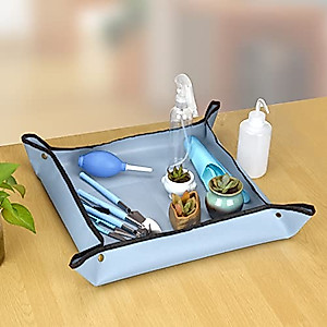 excvalues 23 Pcs Succulent Tools, Mini Garden Tools0001 Set, Miniature Succulent Hand Tools with Plant Potting Tarp Mat, Transplanting Tool Kit for Indoor Outdoor Mini Fairy Garden Plant Care (Blue)