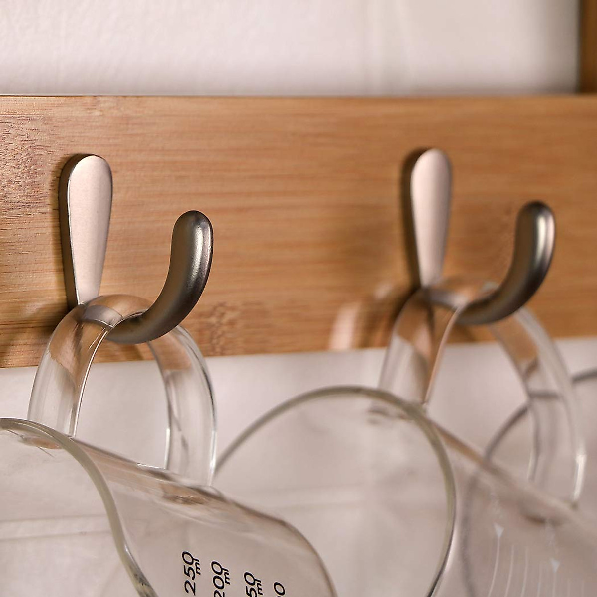 Encozy Coffee Mug Wall Rack, Holder, and Organizer - 7 Hooks Mug with Shelf for Your Favorite Mugs - Adds Charm to Any Kitchen or Office Décor (Bamboo)