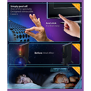 LIGHTDIMS Original Strength - Light Dimming LED Covers/Light Dimming Sheets for Routers, Electronics and Appliances and More. Dims 50-80% of Light, in Retail Packaging (1 Sheet).