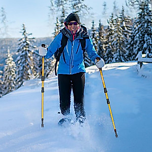 Xtrempro All Terrain Snowshoes with Trekking Poles,Lightweight Aluminum Snowshoes and Trekking Poles for Women/Men/Kids,Adjustable Ratchet Bindings and Carrying Tote Bag(Gold, 30)