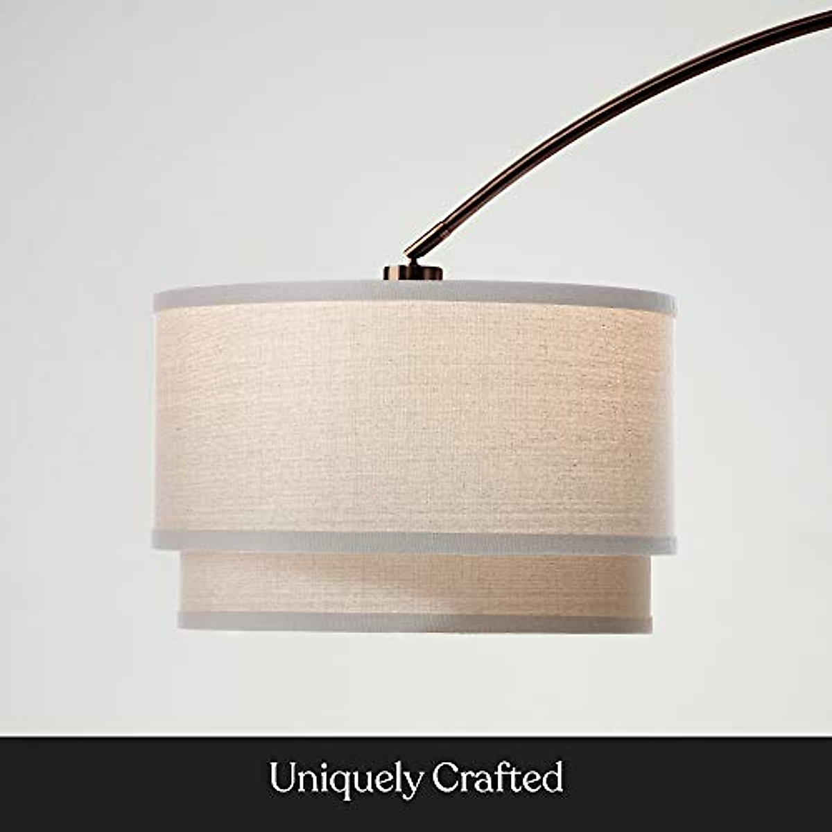 Brightech Mason Arc Floor Lamp - Modern Corner Standing Lamp with Unique Hanging Drum Lamp Shade for Living Room - Bright Overhead, Curved Hanging Light for Bedroom. Library, Den - Bronze