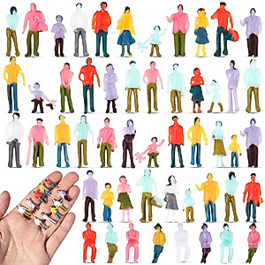 Namalu 200 Pcs Mini People Figurines 1: 100 Scale Architectural Painted Tiny People Model Sitting and Standing Plastic Miniature People Assorted Poses Model Trains for Miniature Scenes