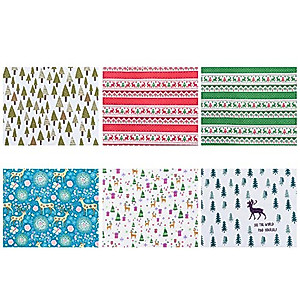 Healifty Fabric 6pcs Christmas Fabric Cotton Fabric Bundle Squares Patchwork Cloth Quilting Fabric Cloth for DIY Christmas Wreath Doll Dress Coaster Sewing Quilting 40x50cm Linen Fabrics