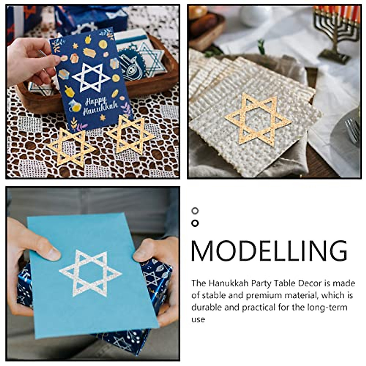 NOLITOY 50pcs Hanukkah Decoration Adorn Hanukkah Menorah Decorations Chanukah Ornaments Party Jewish Decked Favor Star of David Glitter New Non-woven Fabric The Gold Christmas