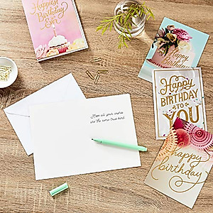Hallmark Birthday Cards Assortment, Balloons, Cake, Flowers (12 Cards with Envelopes)