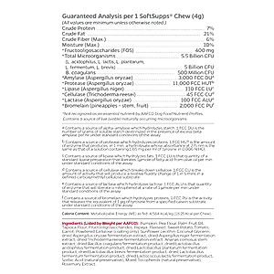 Pet Parents® Probiotic SoftSupps® Digestive Enzymes for Dogs, Probiotics for Dogs with Pumpkin for Dogs & Dog Digestive Enzymes, Anti Diarrhea for Dogs, 90ct Canine Probiotic Chews for Dogs