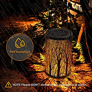 Solar Lanterns Outdoor Waterproof, 2 Pack LED Hanging Lanterns Solar Powered with Handle Waterproof, Decorative Retro Metal Solar Light for Table Garden Patio Yard Pathway Walkway Tree Fence Christmas