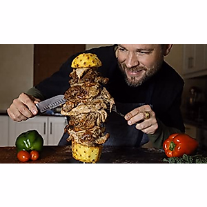 Kütral Vertical Skewer, Shawarma stand (9- and 12-Inches spike) Brazilian Skewer for Tacos Al Pastor,This Vertical Barbeque Grilling Rack Comes with Silicone Basting Brush