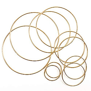 BigOtters Dream Catcher Rings, 10PCS Wreath Macrame Rings Gold Metal Floral Hoops for Making Wedding Wreath Decor Wall Hanging Crafts, 5 Sizes