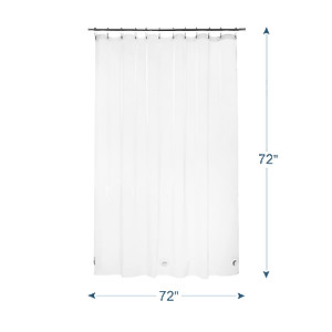 AmazerBath Heavy Duty Shower Curtain Liner 12 Gauge, 72 x 72 Inches Clear Shower Curtain Liner with 3 Clear Stones and 12 Grommet Holes, Weighted Plastic Shower Liner