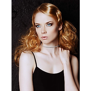 Hicarer 2 Pieces Rhinestone Choker Necklaces 1 and 3 Rows Women Crystal Choker Necklaces