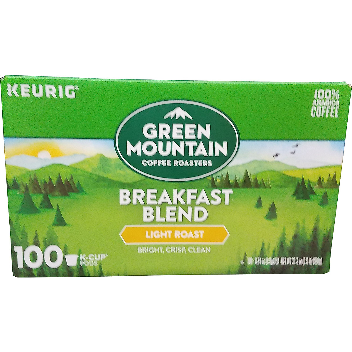 Breakfast Blend light roast K-cups Coffee Green Mountain(100 x 0.31 Oz), 31.3 Ounce, 100 count