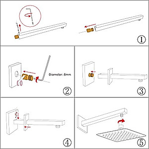 EMBATHER Extra Long and Thicken Brass 16 Inches Shower Extension Arm,Brushed Nickel Universal Shower Straight Wall-Mounted Shower Arm with Flange for 10''/12''/16''/18" Bathroom Rainfall Showerhead