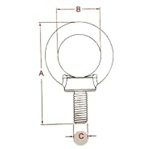 US STAINLESS Stainless Steel 316 3/8" Lifting Eye Bolt 3/8" UNC Marine Grade Pitch of 16