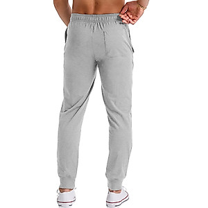 Hanes Originals Cotton Joggers, Jersey Sweatpants for Men with Pockets, 30" Inseam, Light Steel
