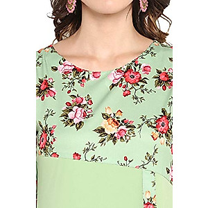 Janasya Indian Women's Light Green Poly Crepe Kurta(JNE3368-KR-XL)