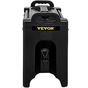 VEVOR Insulated Beverage Dispenser, 2.5 Gal, Double-Walled Beverage Server w/PU Insulation Layer, Hot and Cold Drink Dispenser w/ 2-Stage Faucet Handles Nylon Latches Vent Cap, NSF Approved, Black