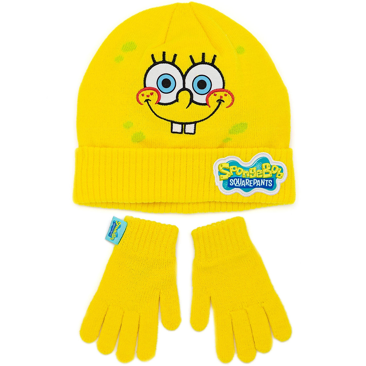 SpongeBob SquarePants Hat and Gloves Kids Yellow Knitted Winter Beanie