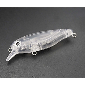 10PCS Unpainted Lure Blanks 6.36g 6.6cm with Free 6mm Eye Crankbait Simulation Blank Body Clear Hard Baits Trout Salmon Minnow Lure Popper Lures Topwater Freshwater 8423