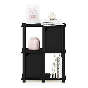 Furinno Brahms Storage Shelf, 3-Tier, Black Oak/Black