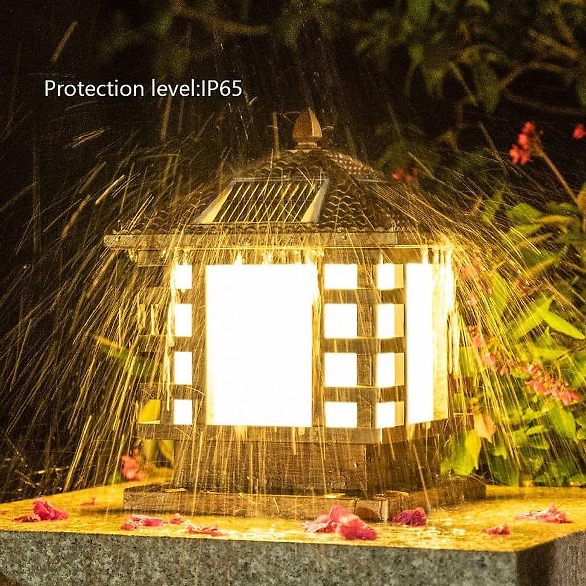 MODEBHD Courtyard Door Bollard Pillar Lamp, Dusk to Dawn Auto On/Off Solar Powered Post Lights, Waterproof IP65 Outdoor Post Light, Decoration Parks Community Lawn Post Lantern, Post Lamp