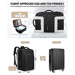 LOVEVOOK Travel Backpack,Carry On Backpack Flight Approved with Toiletry Bag,Expandable Large Laptop Backpack Women Waterproof Backpack Fit 17.3 Inch with USB Charging Port Shoes Compartment