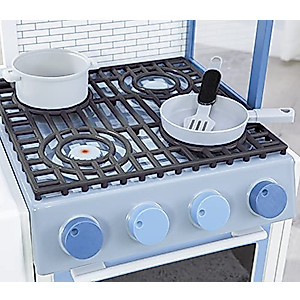 Little Tikes Wood Chef's Play Kitchen with Realistic Lights Sounds, 20+ Interactive Accessories Set, Dual-Sided White & Blue Wooden Play Kitchen- Gift for Kids Girls Boys, Pretend Toy for Ages 3 4 5+