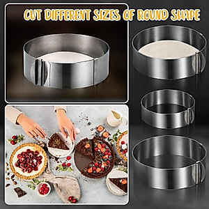 Amylove 6-12 Inch Round Cookie Cutters Adjustable Cake Cutter Stainless Steel Round Cake Trimmer for Baking Kit Mousse Layered Cake Biscuit Food Tiramisu Pastry