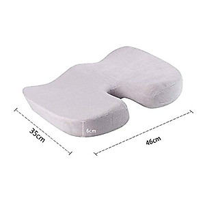 HALOUK Non-Slip Memory Foam Seat Cushion, Ergonomic Comfort Chair Cushion Portable for Office Chair Car-Gray flannel-35X46X6cm