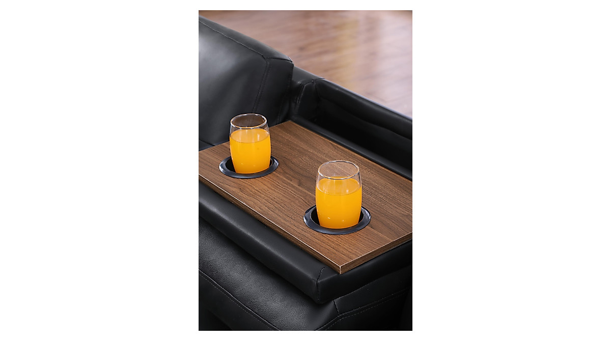 GINGVAT Faux Leather L-Shaped Sectional Sofa with Cup Holders
