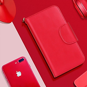 FYY Compatible with iPhone 13 Pro Case, [Kickstand Feature] Luxury PU Leather Wallet Case Flip Folio Cover with [Card Slots] and [Note Pockets] Case for iPhone 13 Pro 5G 6.1" Red