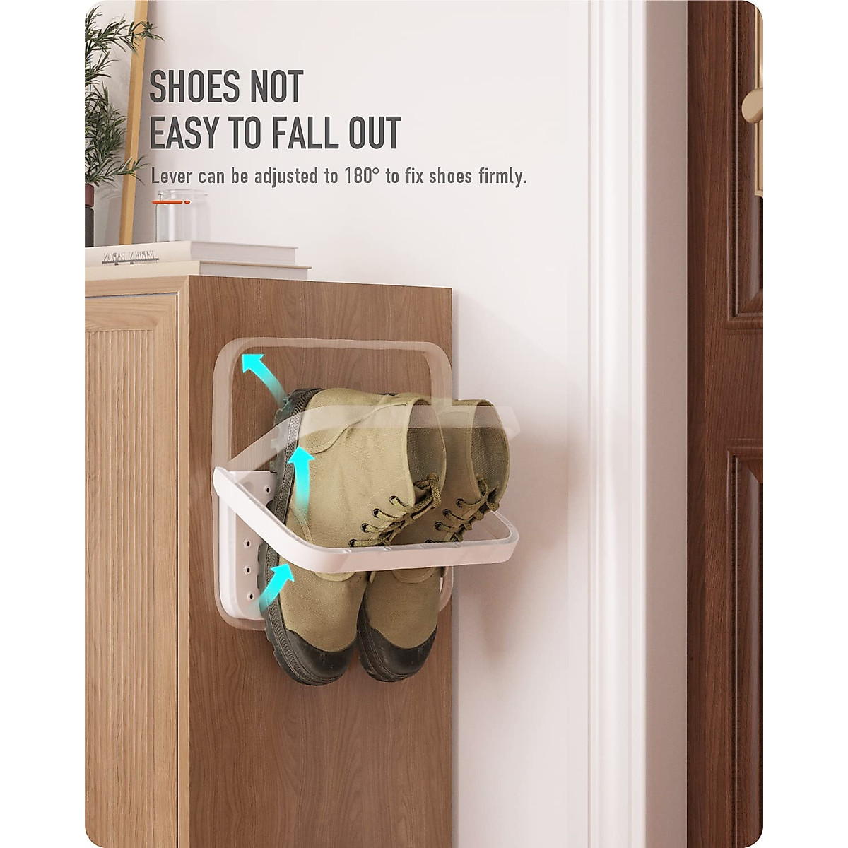 Baffect Wall Hanging Shoes Rack, Door Mounted Plastic Shoe Organizer, RV Camper Folding Shoes Holder for Space Saving Shoes Storage (4 Packs)