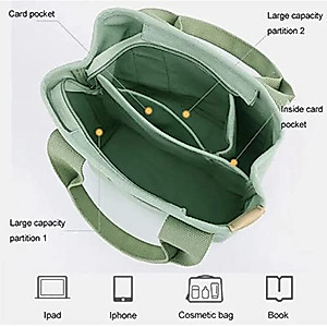 Large Capacity Multi-Pocket Handbag Canvas Tote Purses Crossbody Bag for Women Japanese Handmade Tote Crossbody Bag (Khaki)