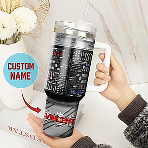 WAZONE Personalized Mechanic 40oz Tumbler with Handle Lid and Straw Customized Name Stainless Steel Insulated Coffee Travel Mug Cup Holiday Birthday Christmas Mechanics Themed Gift for Men Him
