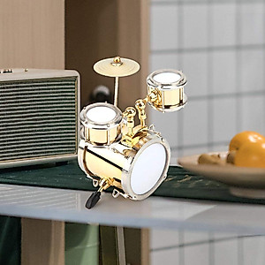 Miniature Musical Instrument Replica Drum Set Ornament Drummer Gift Children's Three Drum Model Decor 8.6x8x5.9cm