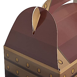 BLUE PANDA 24 Pack Treasure Chest Gable Party Treat Favor Boxes for Kids Pirate Birthday Decorations (6.25 x 3.6 x 3.5 In)