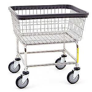 R&B Wire™ 100E Heavy Duty Rolling Wire Laundry Cart, 2.5 Bushel, Chrome