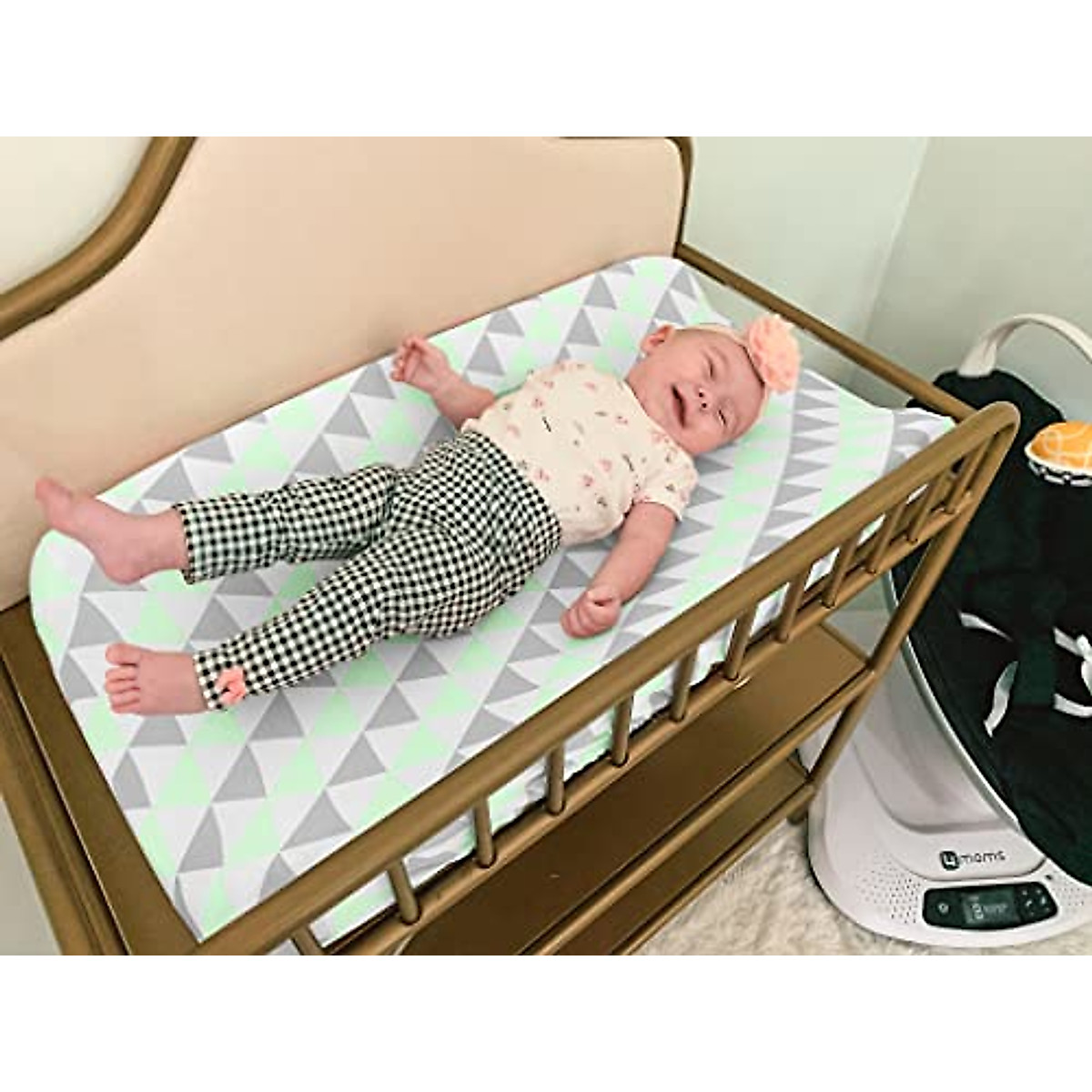 Changing Pad Cover – Premium Baby Changing Pad Covers 4 Pack – Boy or Girl Changing Pad Cover – Pure Cotton Machine Washable Grey and White Changing Table Cover – Diaper Changing Pad Cover Sheets