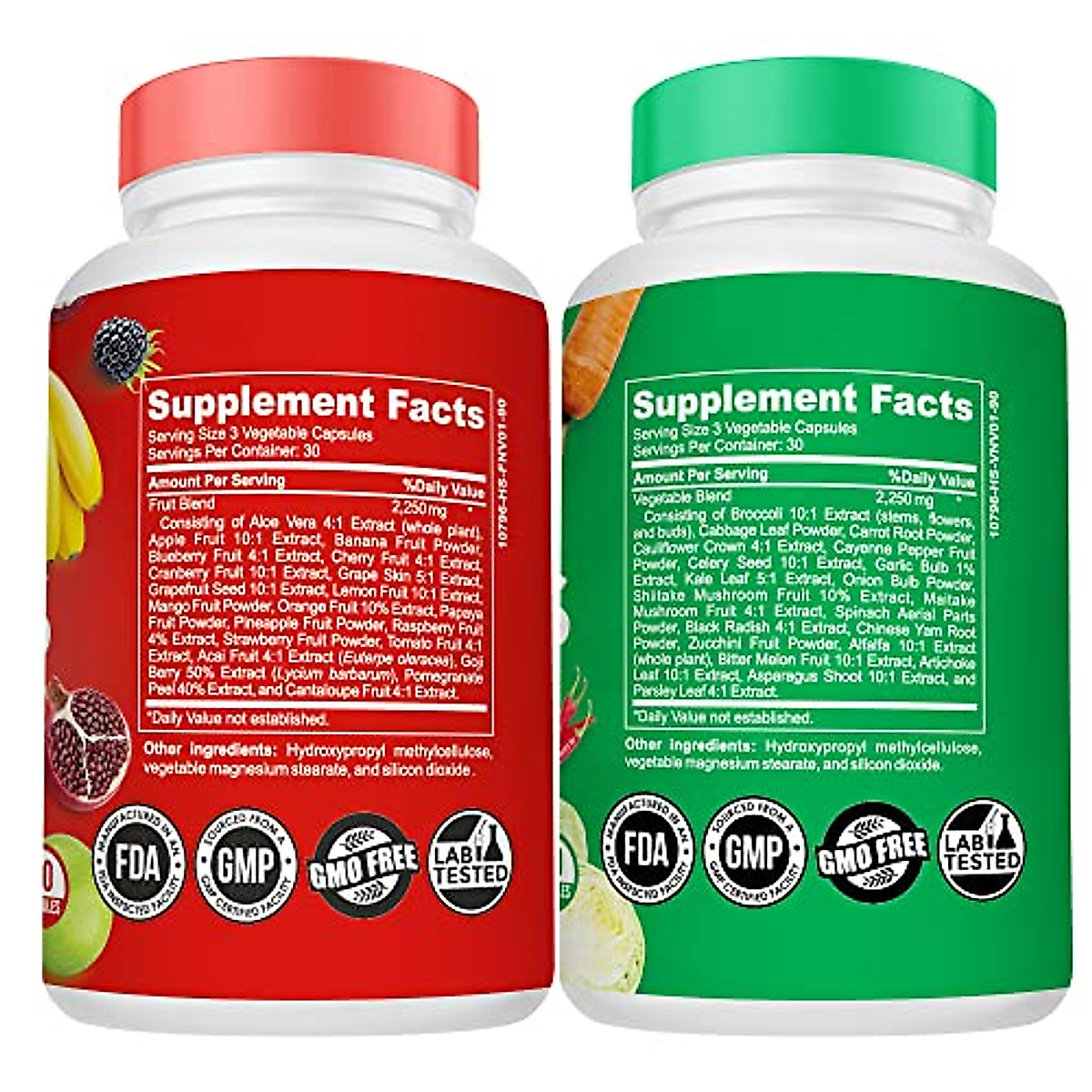 The Vitamin Kitchen Fruit and Veggie Supplements-90 Fruits, 90 Veggies Capsules to Boost Energy Balance - Whole Food Fruits and Vegetable from Nature - Made in USA - Soy & Vegan Free (Pack of 2)