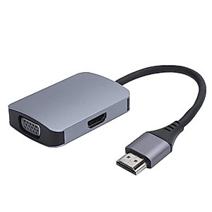 HDMI to VGA with Audio Adapter, 4 in 1 HDMI Converter o HDMIVGAMicro USB+3.5mm Audio Adapter Docking Station, Compatible for Computer, Desktop, Laptop, PC, Monitor, Projector,