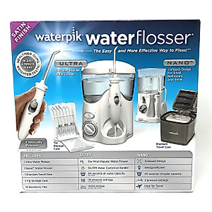 WATERPIK INC Water and Nano Flosser, Deluxe Traveler and Tip Storage Case and 12 Accessory Tips Combo Pack, 1 Set