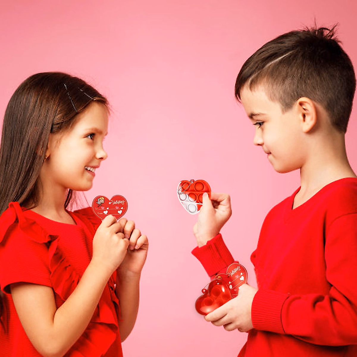 Prefilled Heart Pop Heart Fidget Toys with Cards for Kids - 12 Pack Mini Heart Pop Bubble Sensory Toys Bulk with Keychain Toddlers Girls Boys Exchange Birthday Gifts for Party Favors Supplies