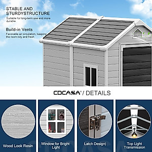 CDCASA 6x4 FT Resin Storage Shed, Waterproof Outdoor Shed with Floor & Lockable Door & Window & Vents Included, Plastic Tool Shed for Outside, Backyard, Patio, Poolside, Lawn, Dove Gray