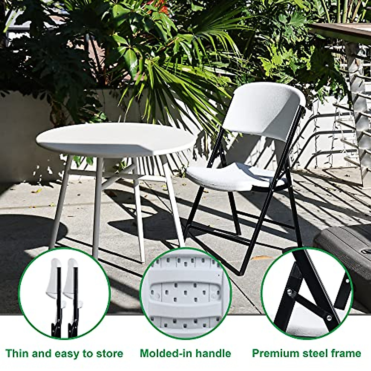 Signature Folding Plastic Chair with 500-Pound Capacity, White, 4-Pack