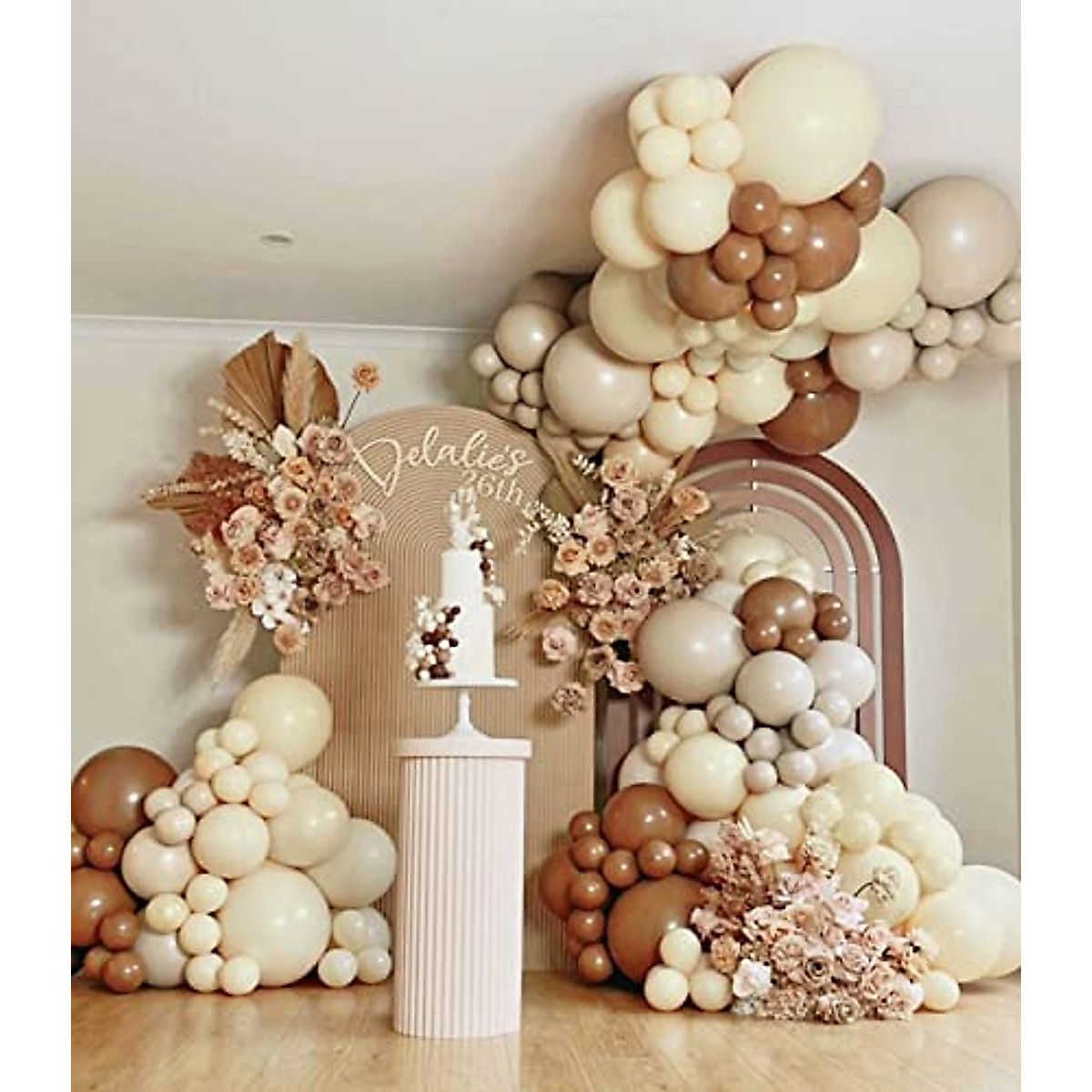Ivory Balloon Garland - Double Stuffed Cream Beige Balloons Different Sizes 18/12/5 in Pastel Nude White Sand Balloon Arch Kit for Baby Shower Bridal Wedding Birthday Party Decoration