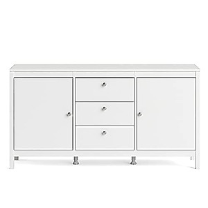 Tvilum, White Madrid 2 Door Sideboard with 3 Drawers