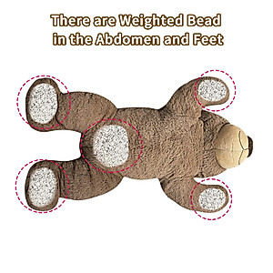 Fiosnow Weighted Stuffed Animals Brown Bear for Adults 3.5lbs 24" Weighted Plush Bear for Kids Throw Pillow Super Cute Kawaii Plush Toys Great Gifts for Birthday