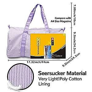 Gabigaba Kids Travel Overnight Bag Seersucker Carry On Lightweight Weekender Duffel Bag for Boys and Girls (Lavender)